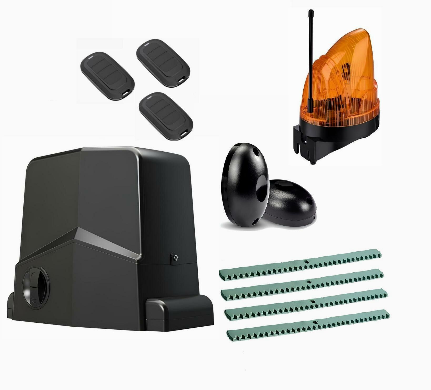 Автоматика для откатных ворот ARW-1000MKIT FULL4-1K-Т3, комплект: привод, 3 пульта, лампа, фотоэлементы, 4 рейки