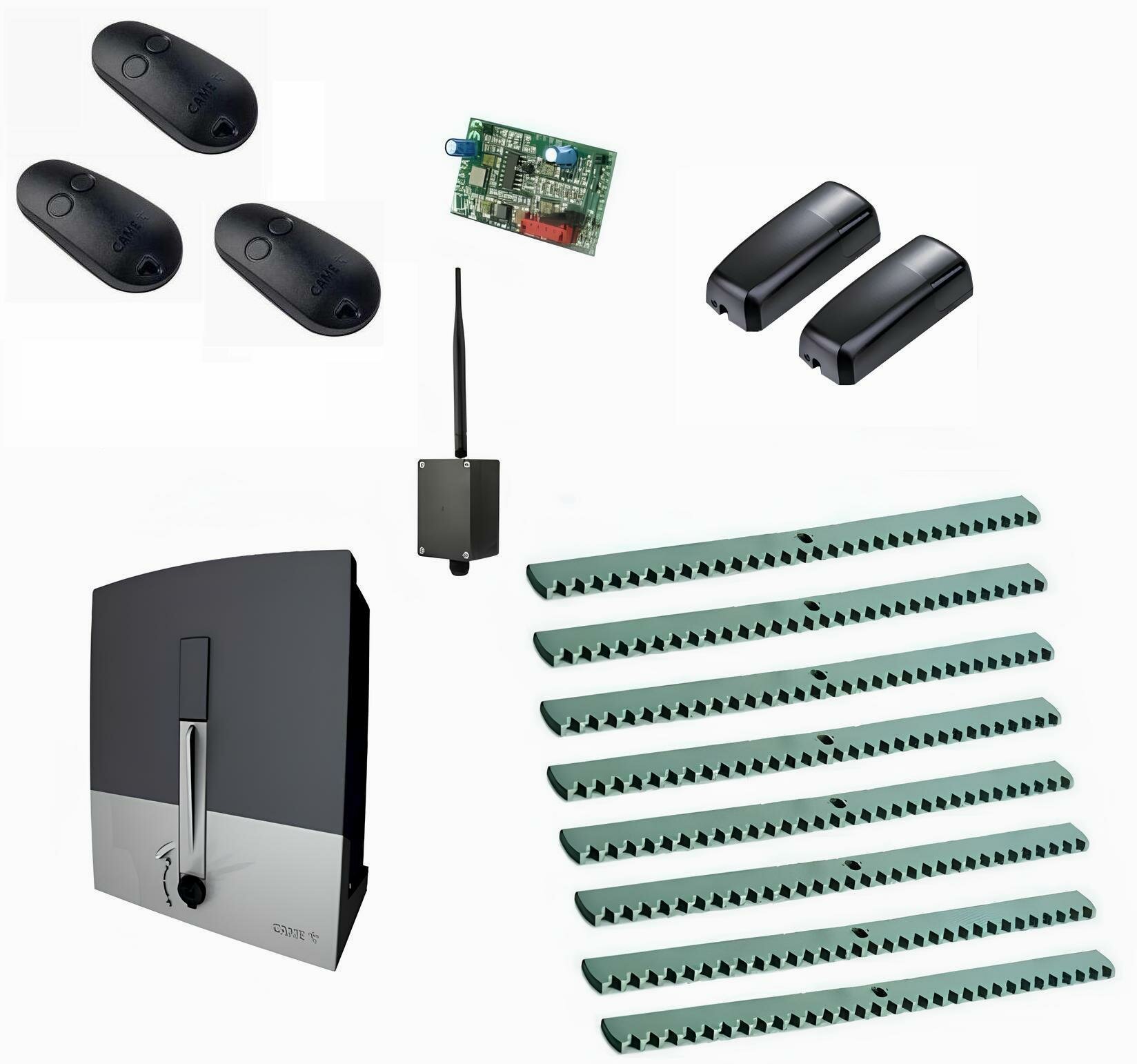 Автоматика для откатных ворот BXL04AGS KIT8-FK-BT-Т3, комплект: привод, радиоприемник, 3 пульта, фотоэлементы, 8 реек, Bluetooth-модуль