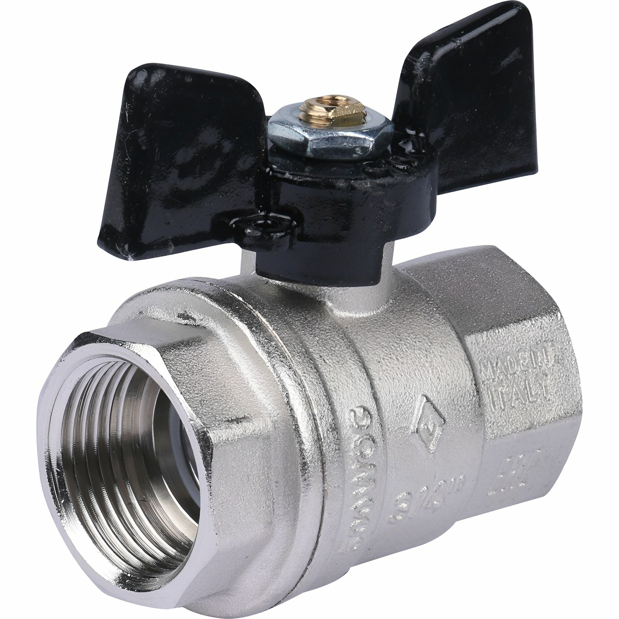 Кран шаровый 3/4" Внутренний-Внутренний, бабочка "BUGATTI" - Oregon (302) / Гидропласт