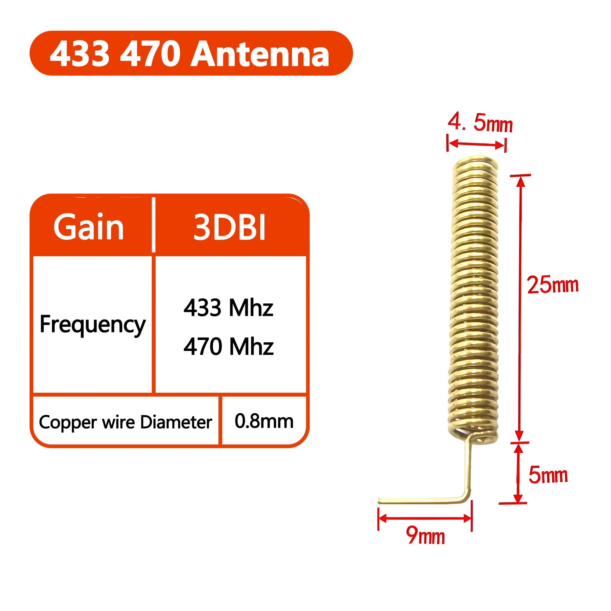 Двухдиапазонная пружинная антенна DARZOOM 433/470/315 МГц