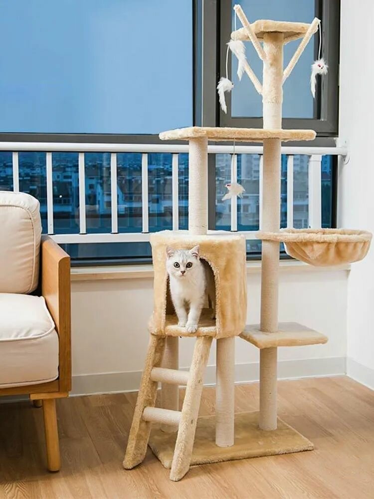 Кошачий домик с когтеточкой, зоотовары, игровое оборудование для кошек