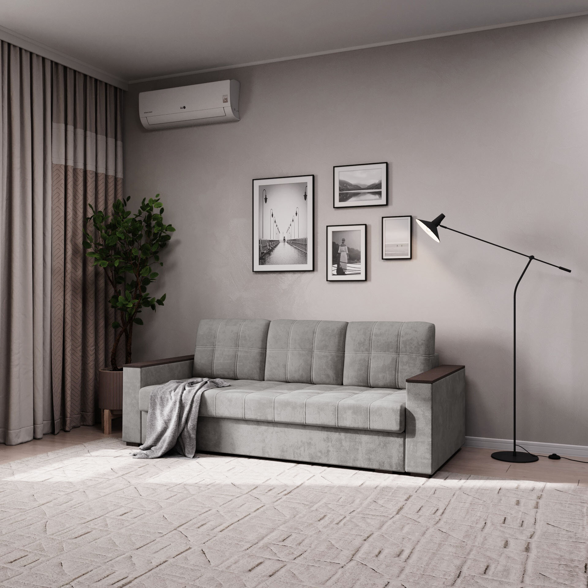 Прямой диван Атланта, D@E, ППУ, еврокнижка,140, велюр дакота аш