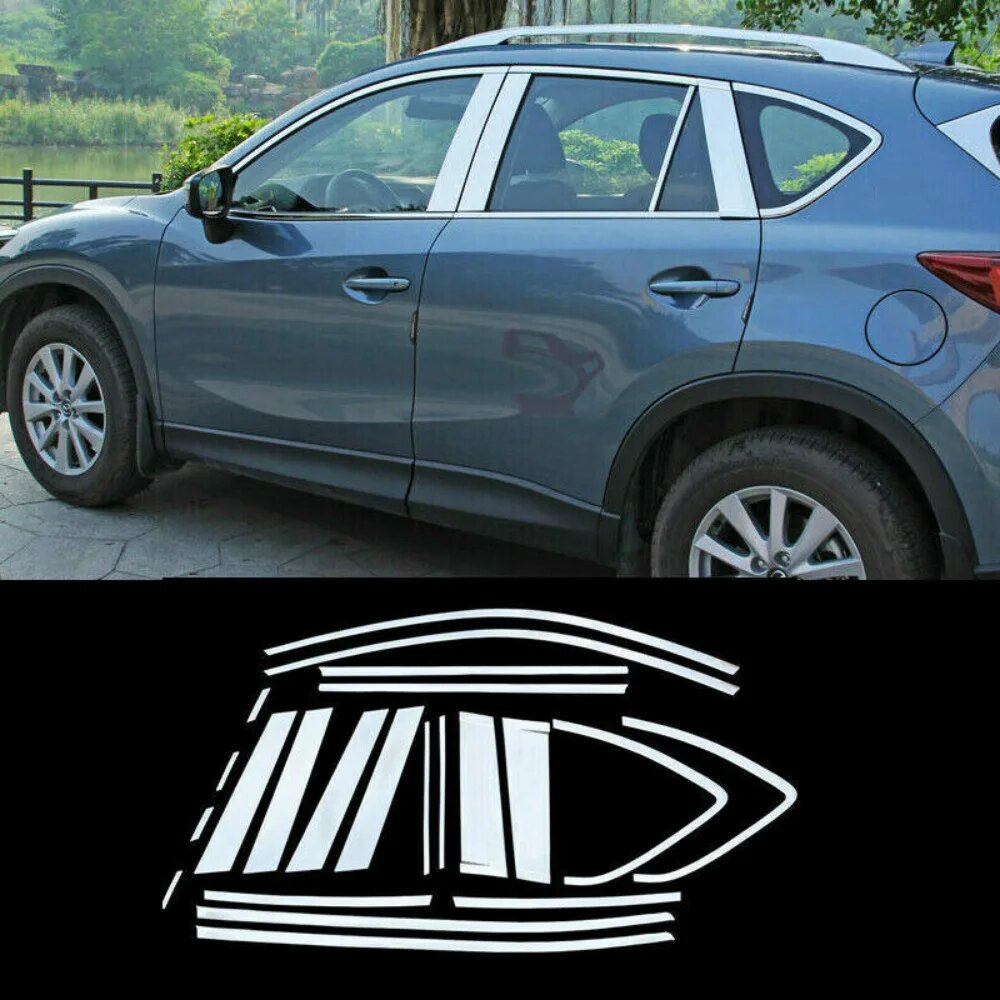 Для Mazda CX-5 2012-2016 нержавеющая сталь, боковая дверь автомобиля, полная оконная рама, накладка на порог, аксессуары для стайлинга автомобилей