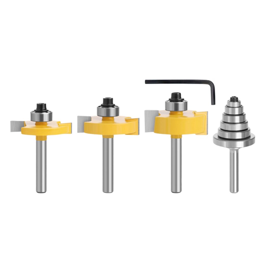 4 шт./компл. Высокоточные Фрезы Для Зачистки Кромок Набор Бит Для Деревообрабатывающих Проектов 1/4 дюйма С Круглым Хвостовиком Глубиной 1/2 1/4 3/8 дюйма