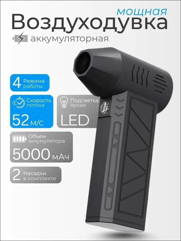 Воздуходувка аккумуляторная мощная, для компьютера, турбовентилятор. Фен для мангала-DKD-CJ0830