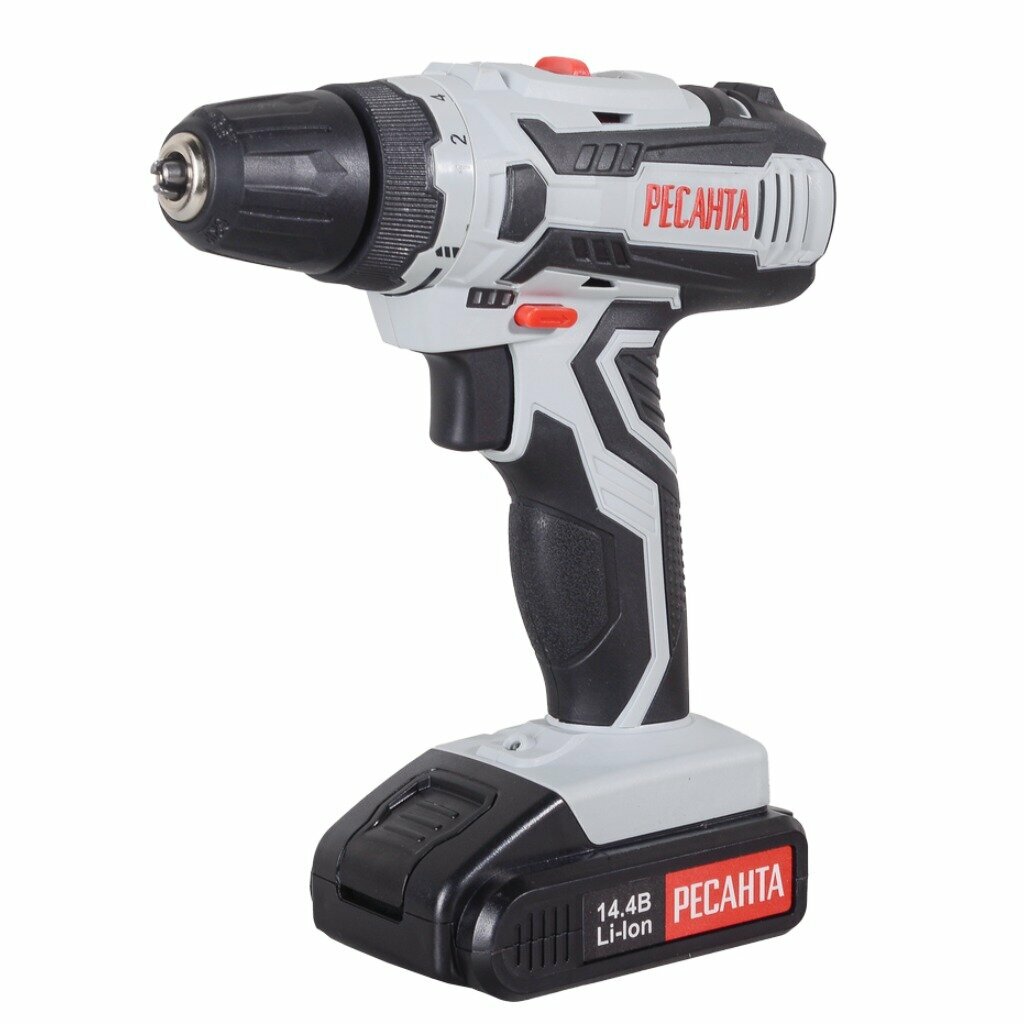 Дрель-шуруповерт аккумуляторный, Ресанта, ДА-14-2ЛК 75/1, 14.4 В, кейс