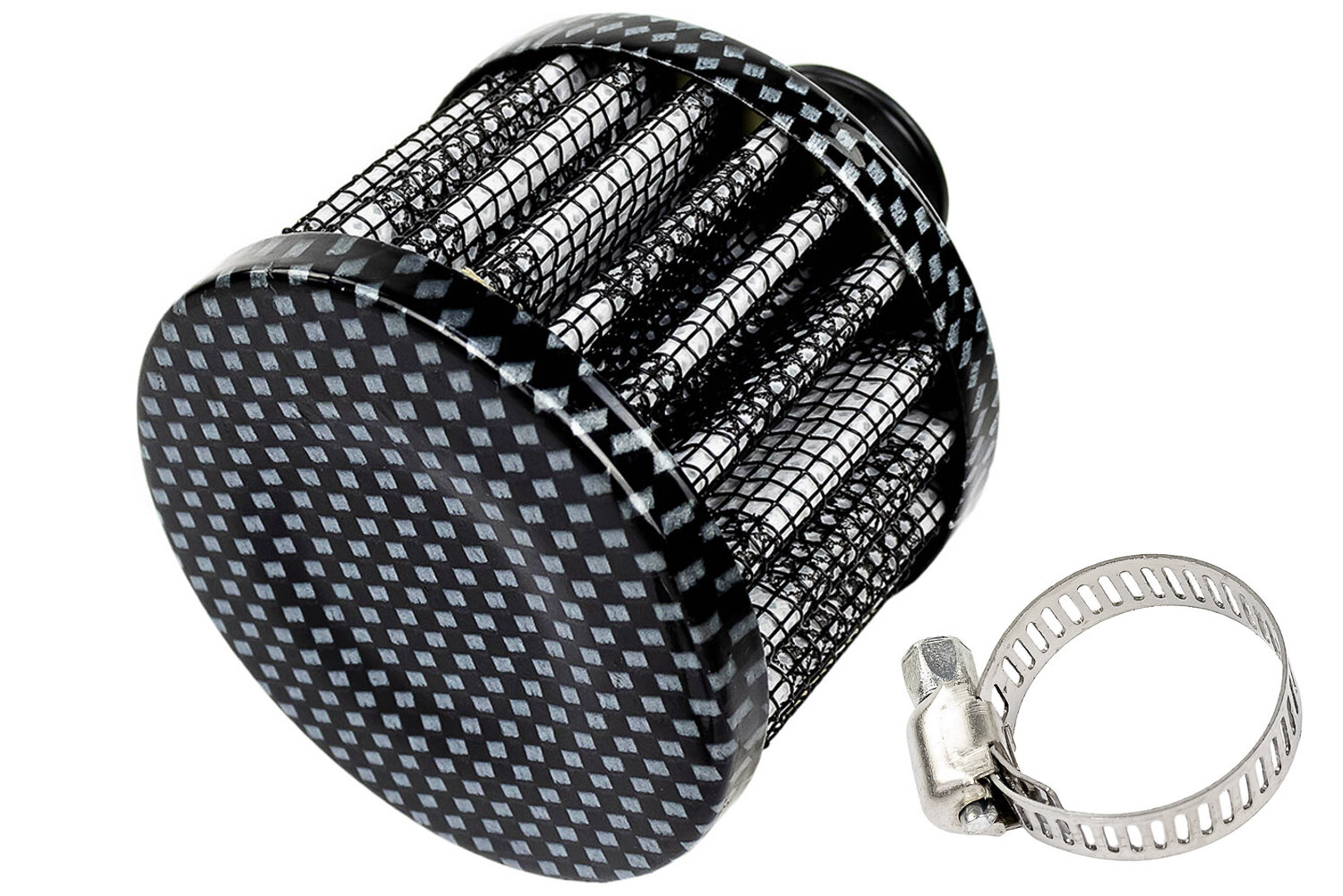 Фильтр нулевого сопротивления вентиляции картерных газов (на сапун) MR под Карбон для инжекторных ВАЗ 2101-2107, 2108-2115, 2110-2112, Лада Гранта, Калина, Приора, Нива Легенд/Тревел, Шевроле Нива