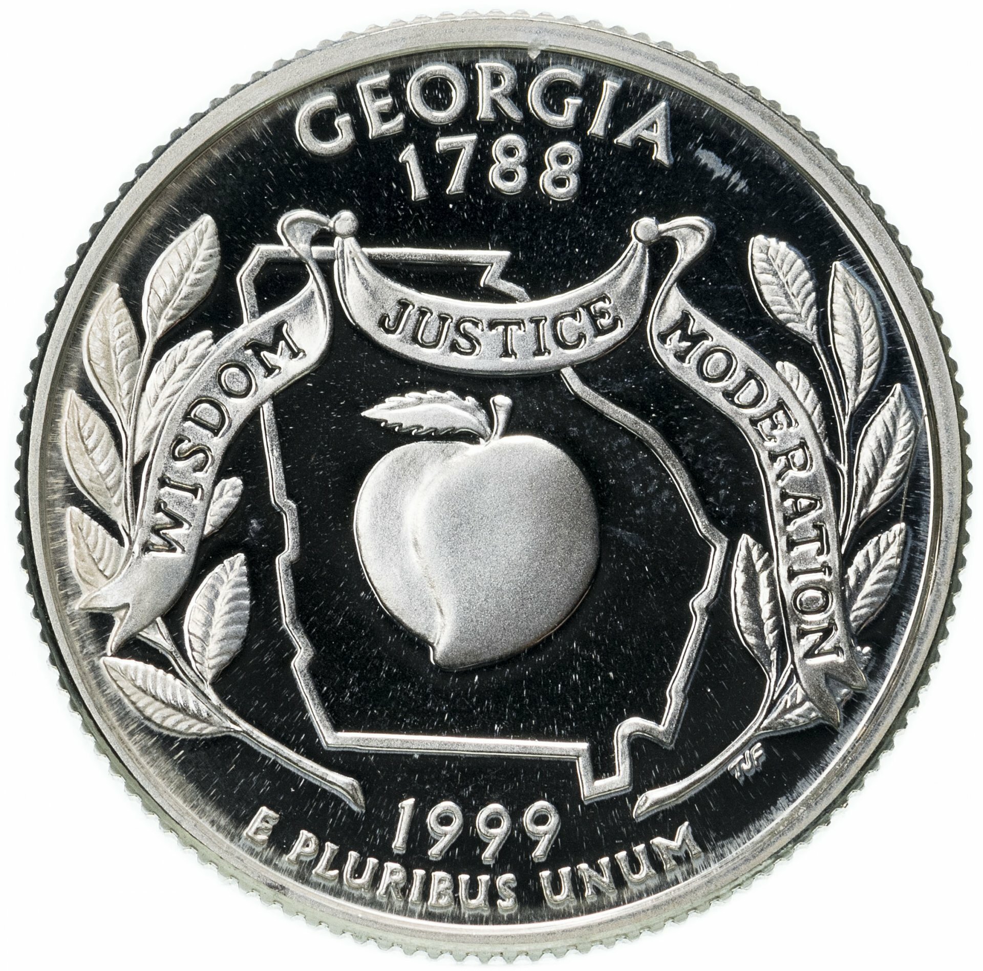 США 25 центов квотер, 1/4 доллара, quarter dollar 1999 S Квотер штата Джорджия, знак монетного двора: "S" - Сан-Франциско, Мельхиор медь-никель