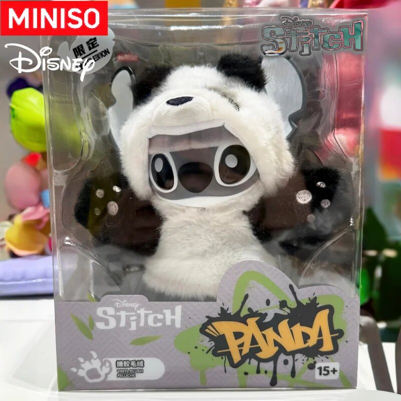 Новинка 2025 года, виниловая игрушка Miniso Disney Stitch Panda, версия, ограниченная для китайского региона, аниме-фигурка, подвижный настольный брелок-украшение