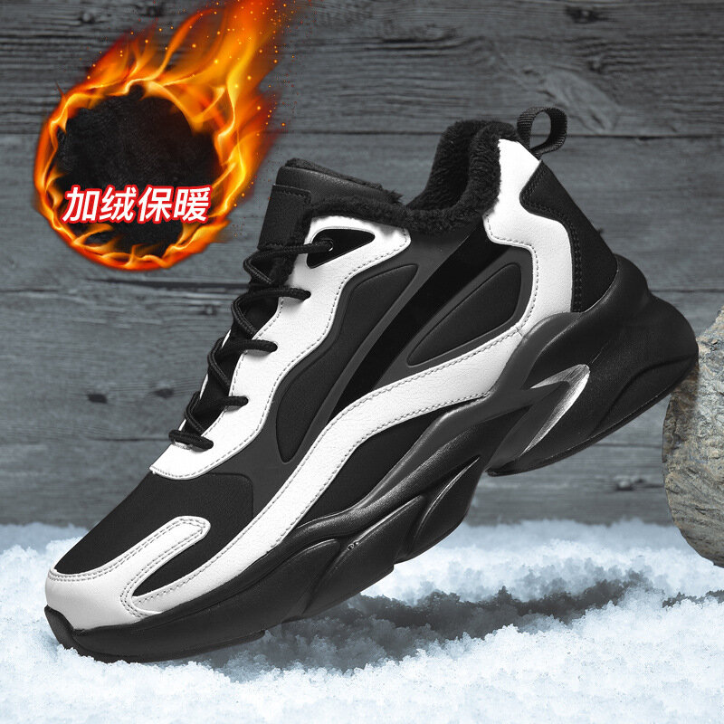 Зимние хлопковые туфли 2025 года, кроссовки, массивная обувь на толстой подошве, повседневная обувь, мужская обувь больших размеров 39-45