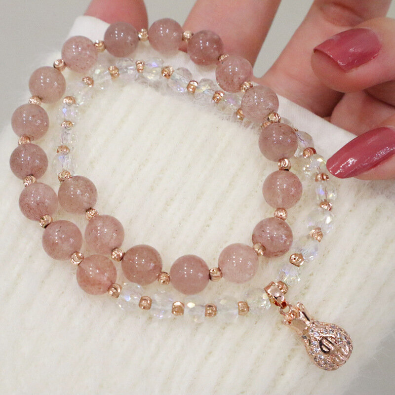 YM Mall Браслеты из розового и нефрита, привлекают любовь и счастье