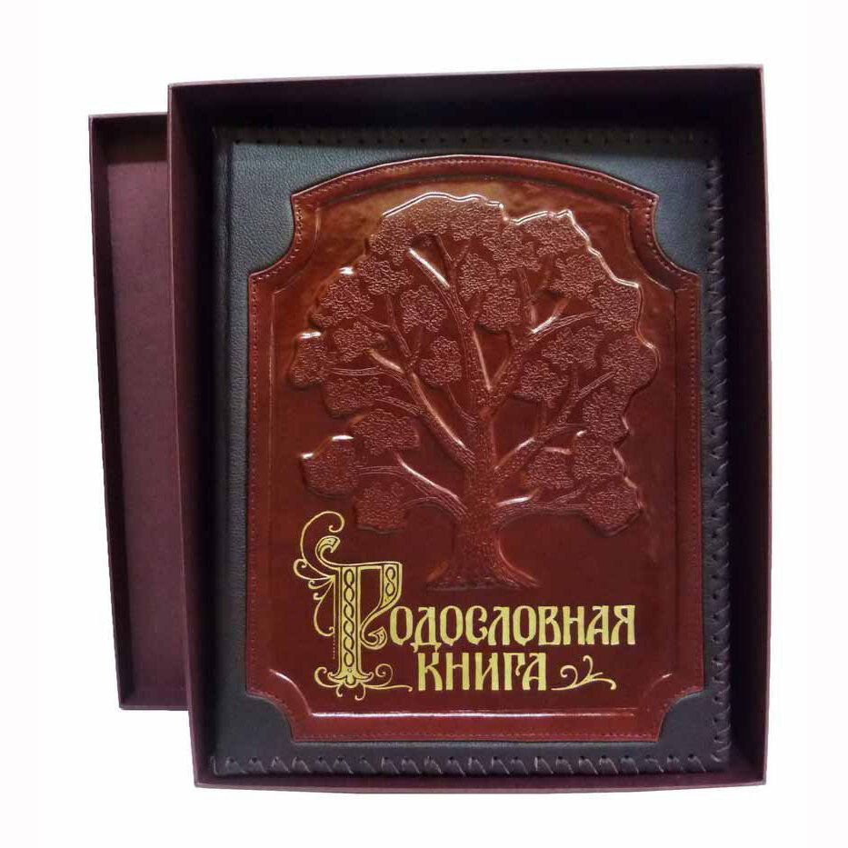 Родословная книга кожаная обложка с оплеткой (в подарочной коробке) РК-17