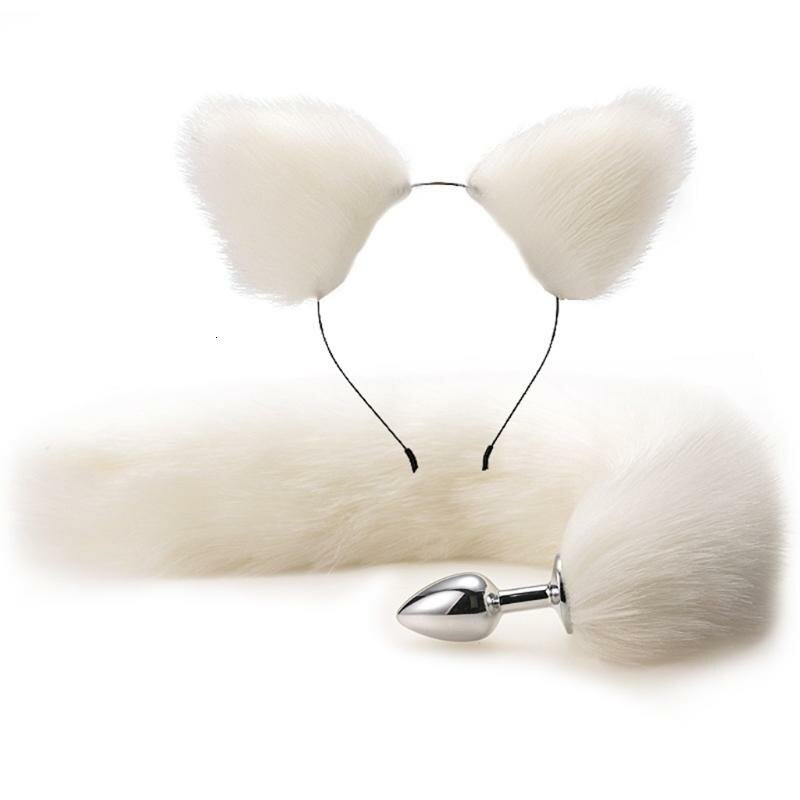 Набор для косплея: хвост, анальная пробка, ушки, Белый