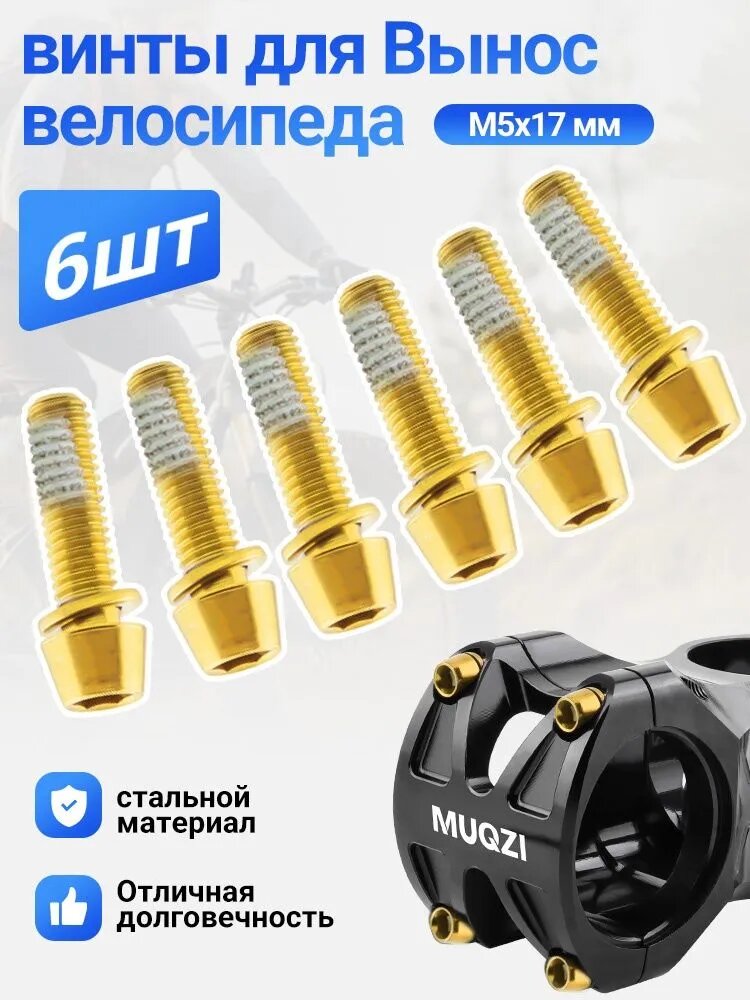 MUQZI 6 шт велосипедные болты для выноса руля M5x17 мм винты для крепления руля велосипеда