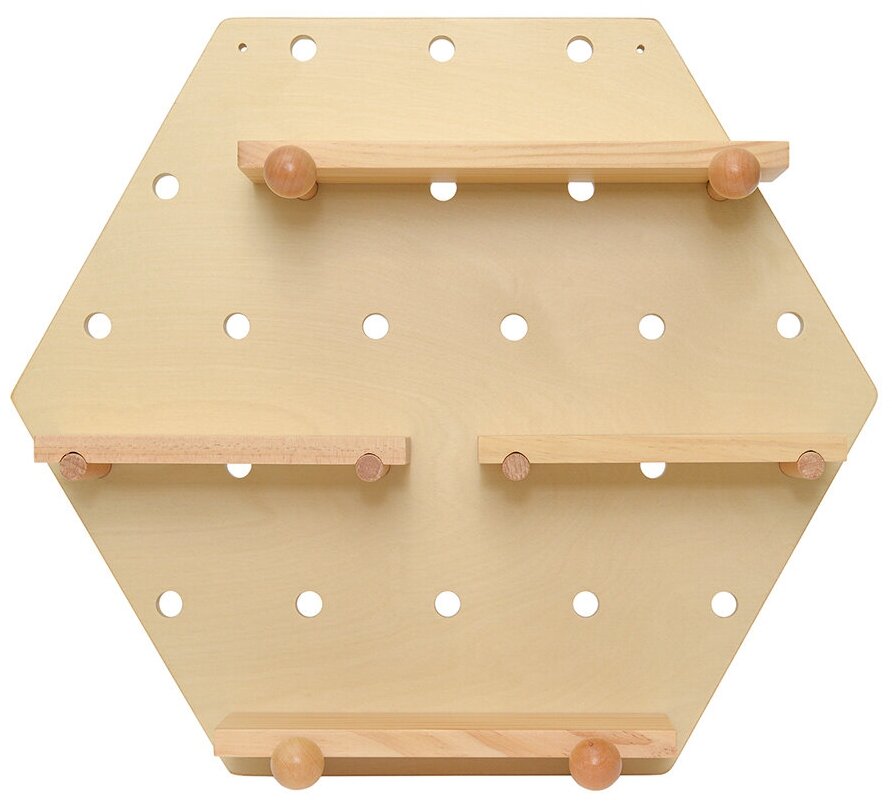 Полка настенная навесная шестиугольная Shely, 43х50 см, светлое дерево, Bergenson Bjorn, TL-BB-SFHG-NT-50