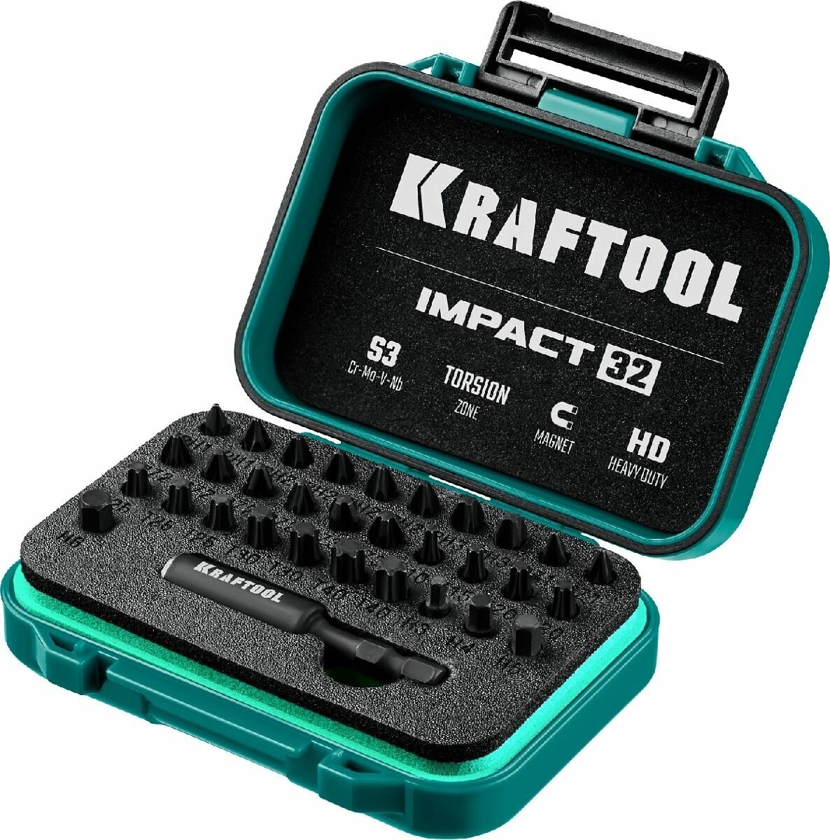 Набор бит ударных торсионных Impact 32 , KRAFTOOL 26066-H32, Cr-Mo-V-Nb, высокоточ. шлицы, ударопр. супербокс, защита от пыли и влаги для надежн хранен (26066-H32)