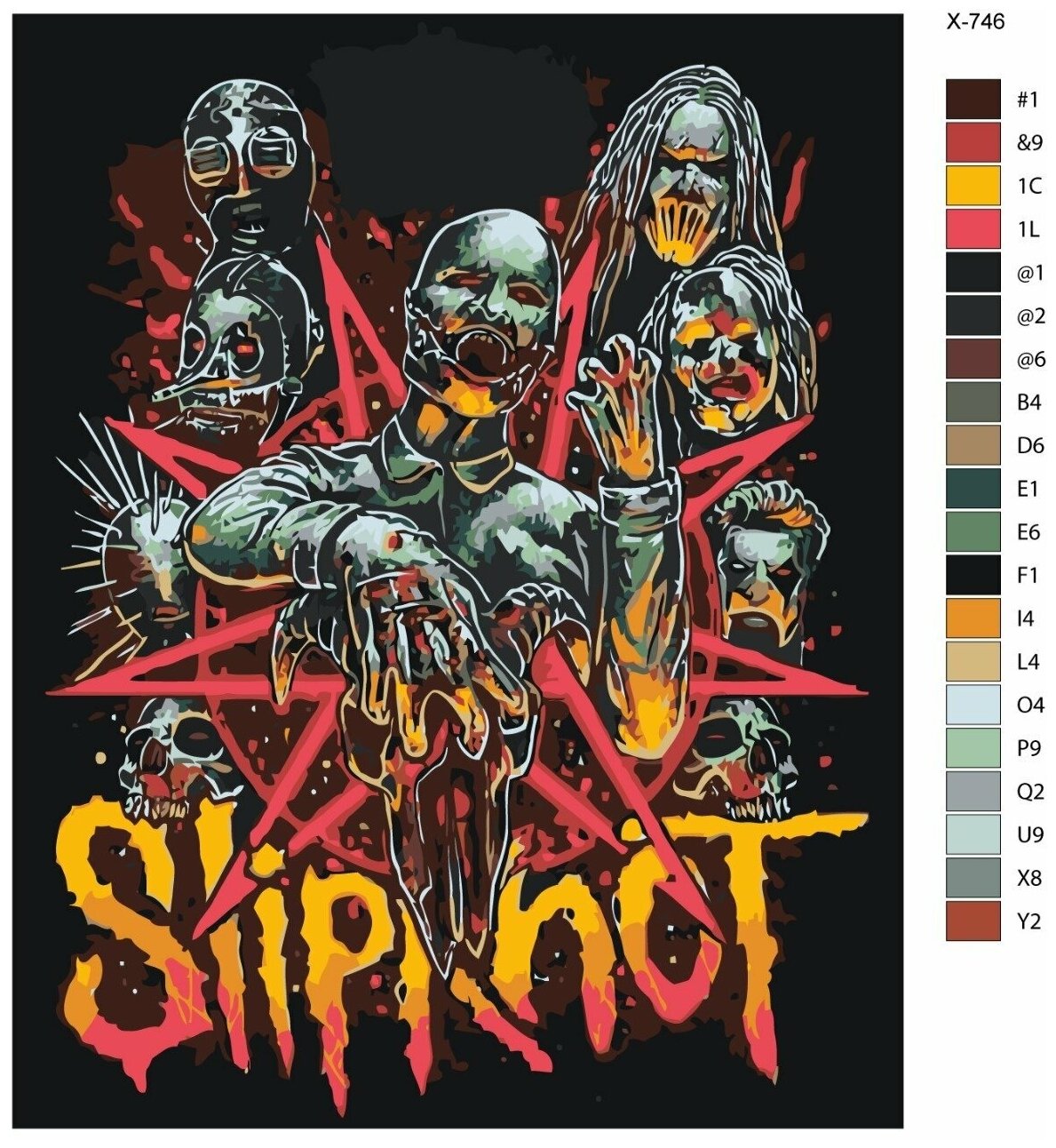Картина по номерам X-746 "Рок-группа Slipknot" 40х50