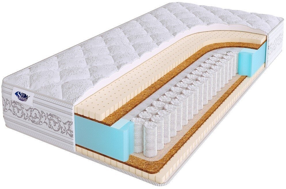 Матрас SkySleep Etalon Medium S500 80х195 высота 23 см анатомический средней жесткости кокосовый латексный Независимые