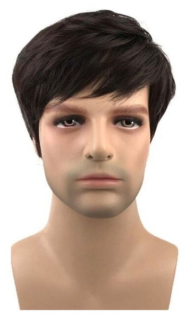 Мужской парик из искусственных волос натурального вида коричневый