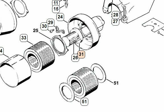 Фильтр воздушный Stihl TS 510/760 дополнительный, старого образца 42011401801