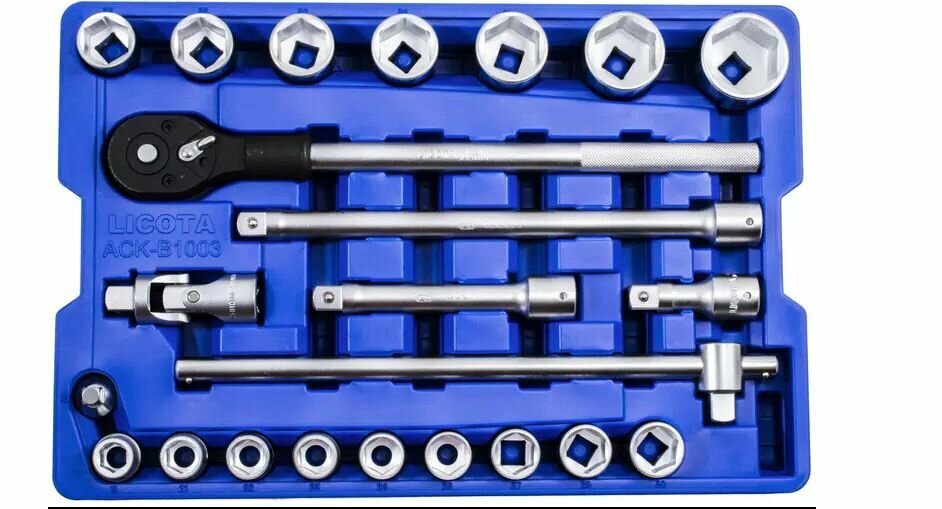 Набор торцевых головок 3/4" 19 - 50 мм, 23 пр, в ложементе Licota ACK-B1003