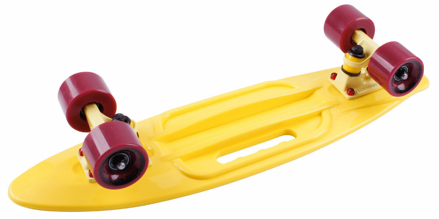 Скейтборд пластиковый Fishboard 23 print (mini) yellow, для городского катания, прогулок и активного отдыха