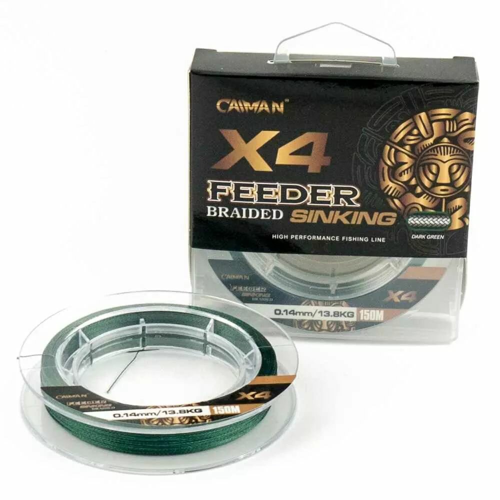 Шнур 4-х жильный Caiman Feeder Braid 150м 0,14мм зеленый