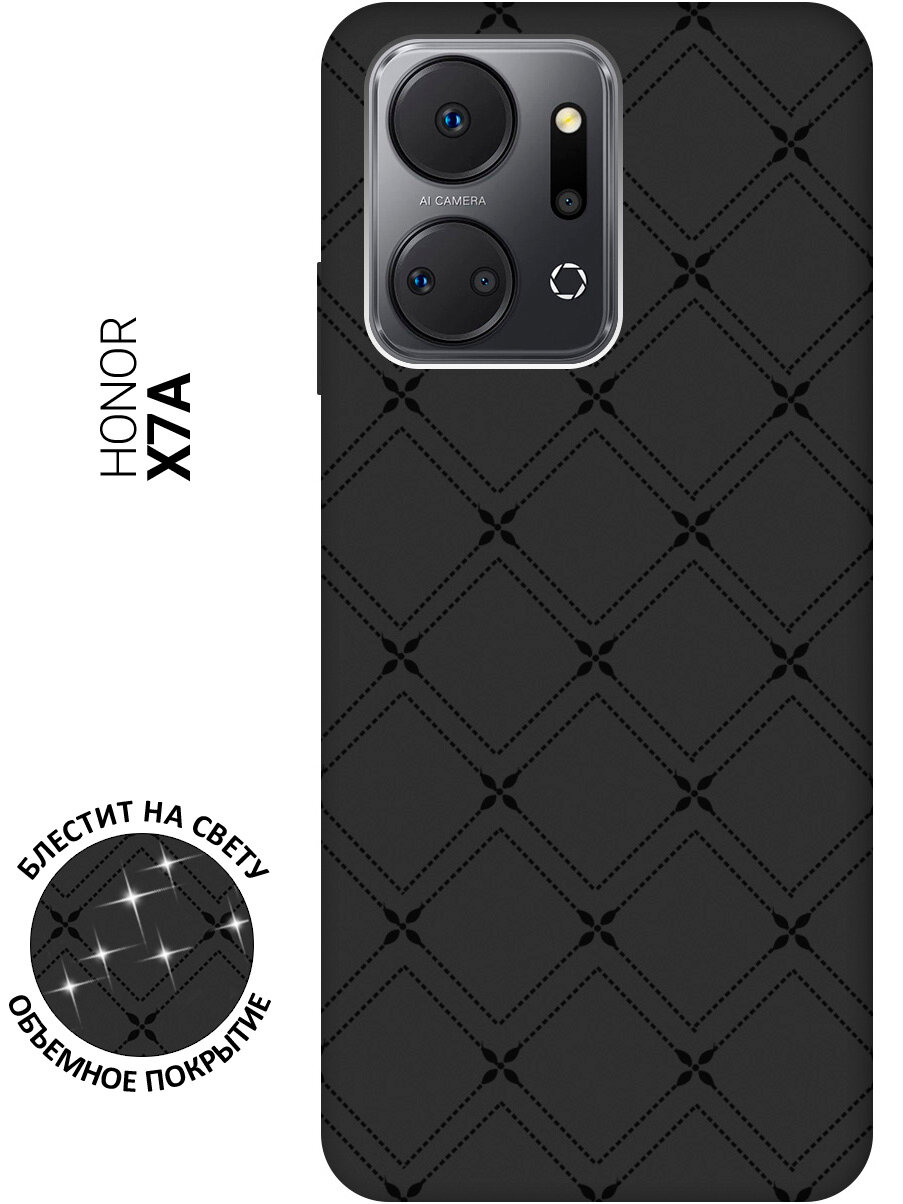 Силиконовый чехол на Honor X7a / Хонор Х7а с рисунком "Стильные линии" Soft Touch черный