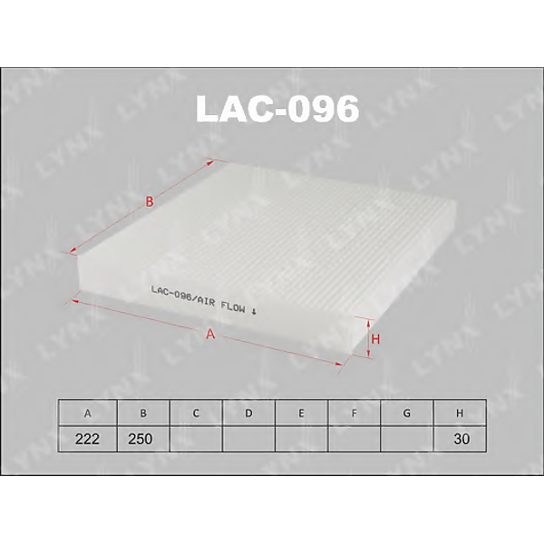 LYNXAUTO lac-096 (087903K000A / 09HY23 / 15212123) фильтр салонный grandeur 06 / santa f? 06 / Sonata (Соната) V nf 065 Magentis