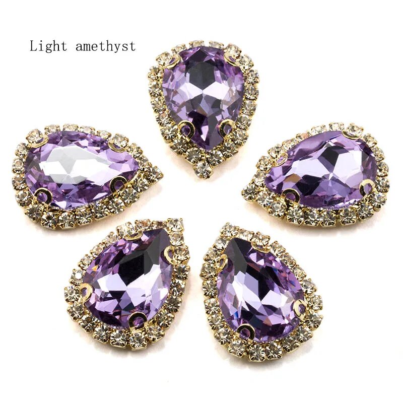 Стразы фиолетовые Light Amethyst 13x18mm, 10шт