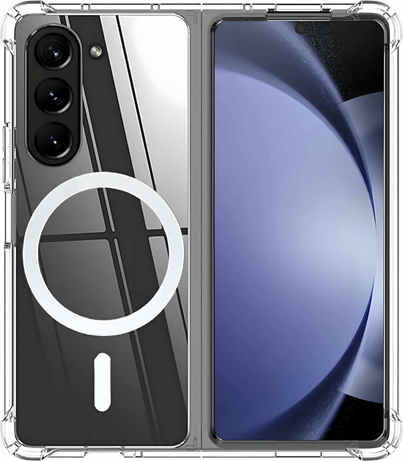 Чехол для Samsung Galaxy Z-Fold 6 Magsafe противоударный с поддержкой беспроводной зарядки, прозрачный