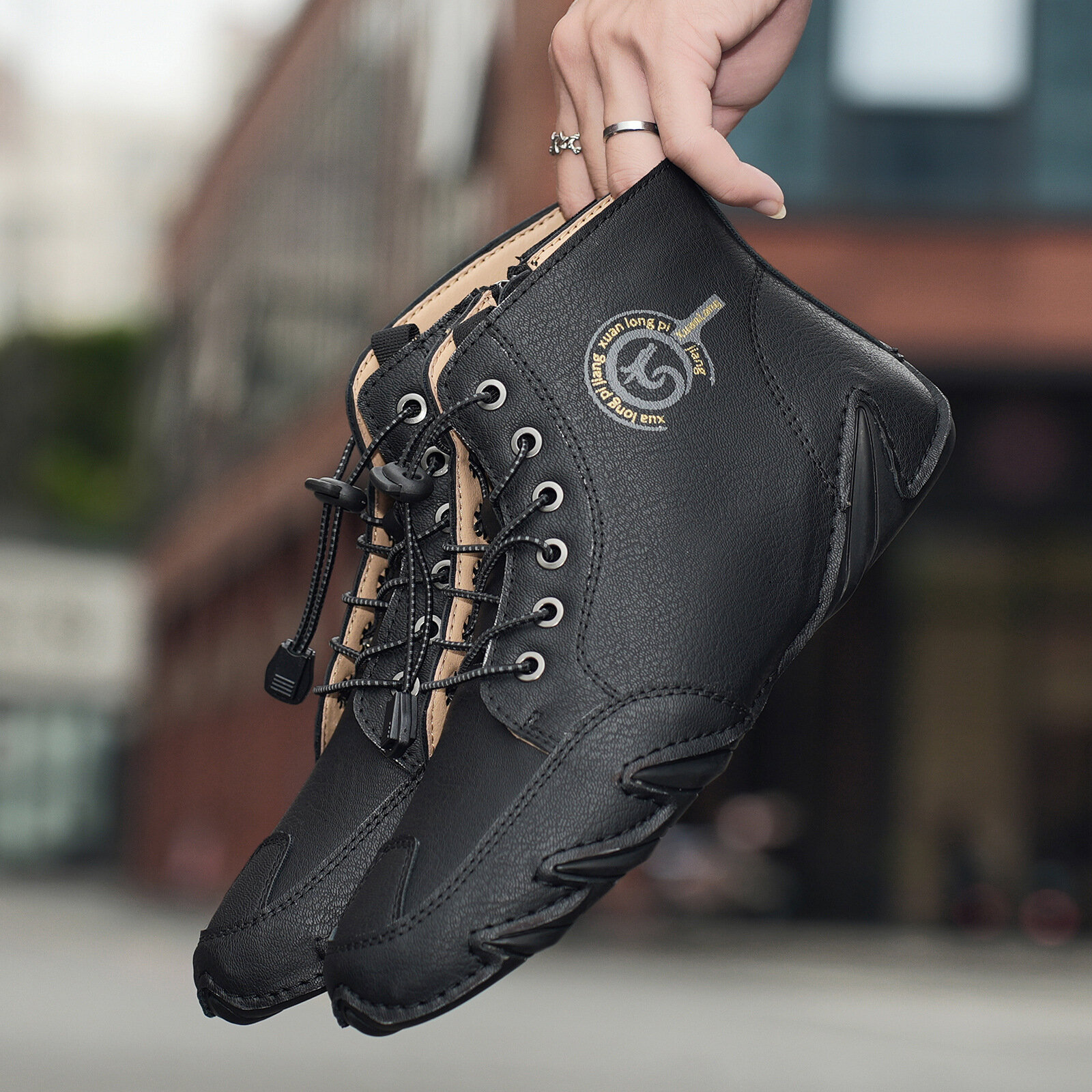 Полусапожки осень-зима новые высокие туфли большого размера повседневные ботинки плюс бархатные ботинки Martin теплые мужские туфли