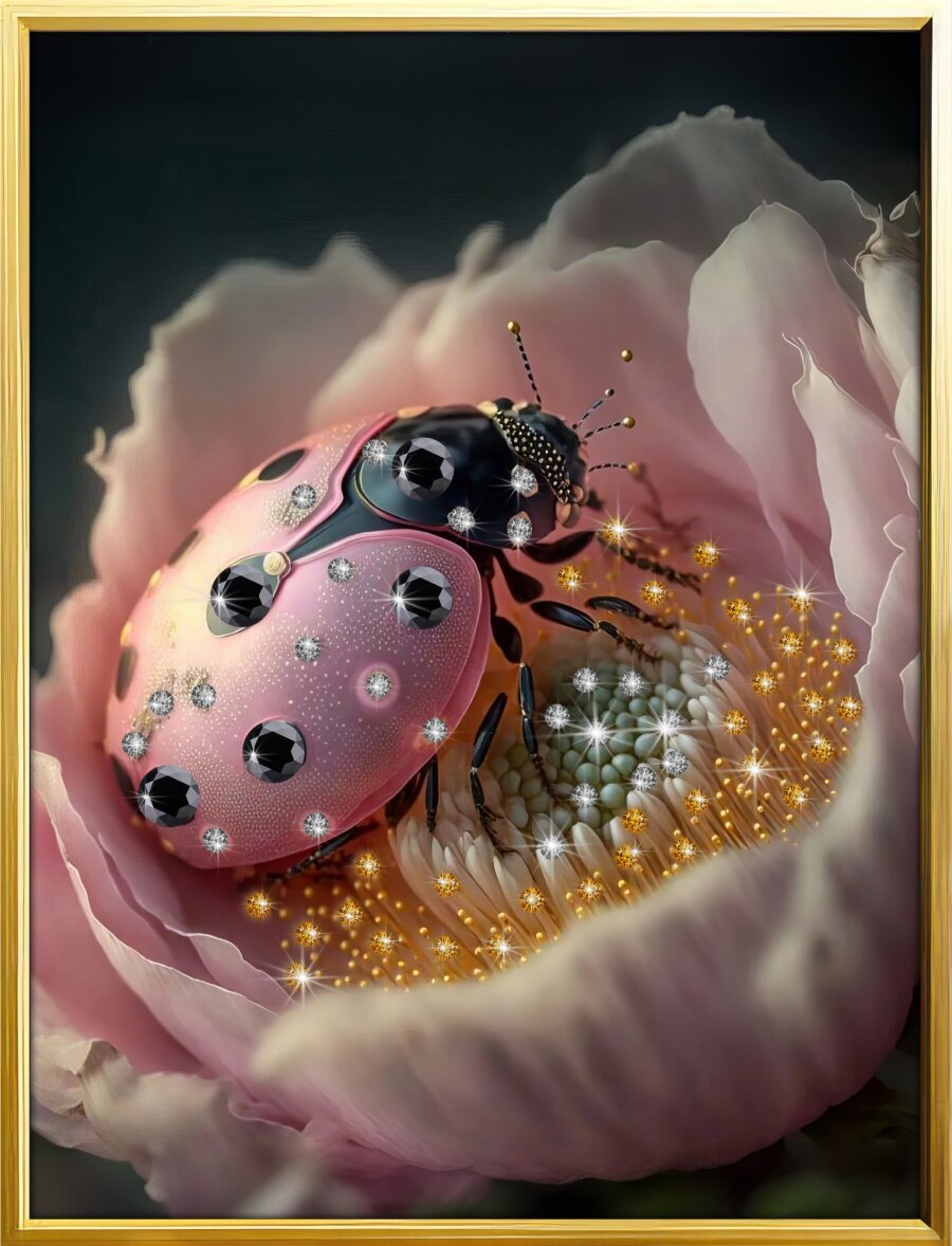 Картина «Божья коровка» с кристаллами Swarovski, 30х40 см
