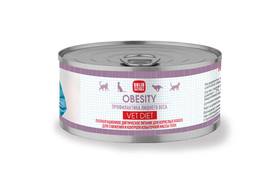 Solid Natura Vet (Солид Натура Вет) Obesity Консервы лечебные для кошек при ожирении 100 г 5 шт