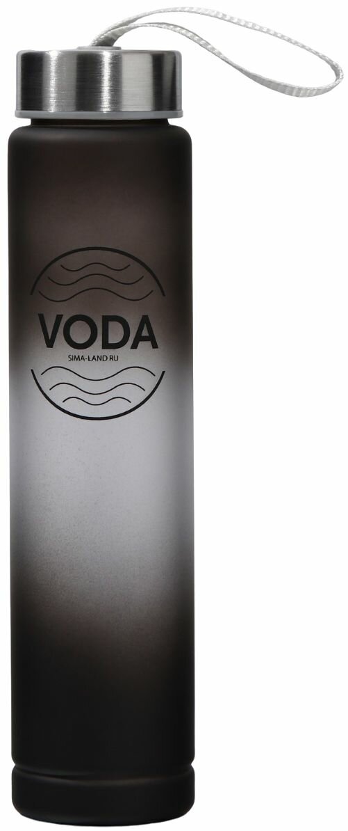 Бутылка для воды многоразовая VODA, 300 мл, пластиковая, 20 х 4,5 см, на подвесе, цвет черный