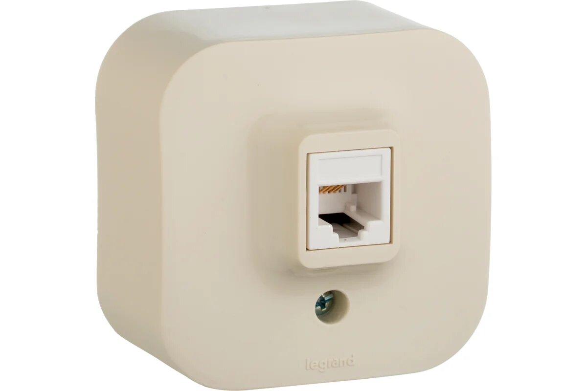 8 шт. Legrand Quteo Бежевый Розетка RJ11, 8шт, 782244, ABS пластик