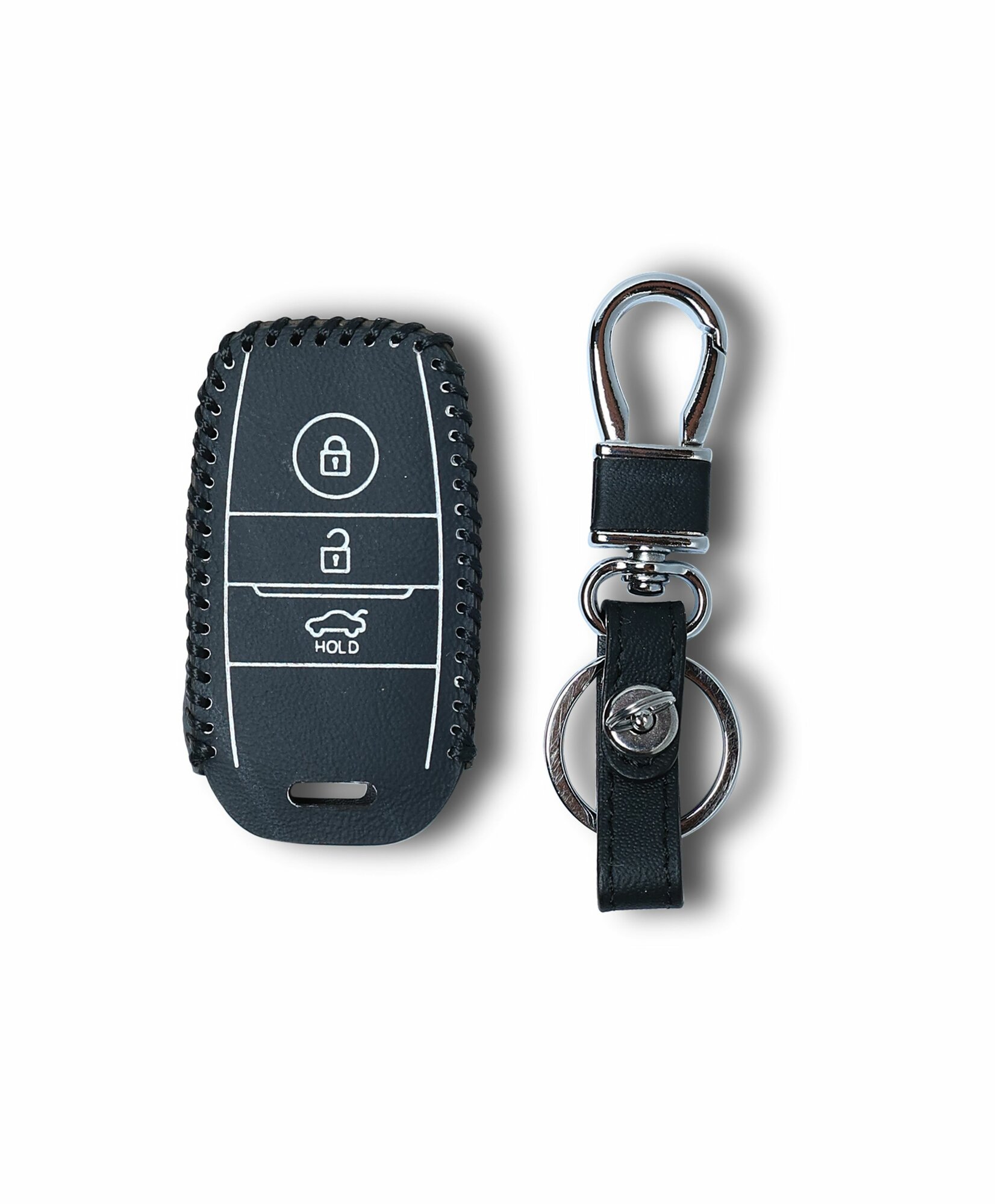 Чехол для автомобильного ключа Kia (Киа) Цвет Черный нить Черная