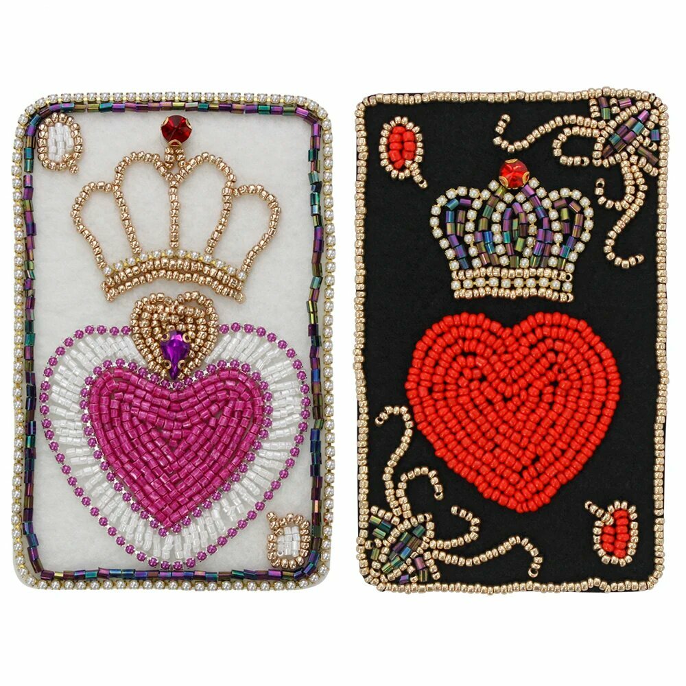 Нашивка из бисера сердце разноцветная NO.19