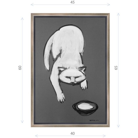 Картина Декор Депо Константина Малютина Белый кот №1 Матовый холст в раме 65х45 см