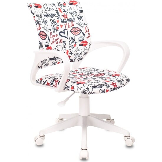 Кресло детское Бюрократ BUROKIDS 1 W мультиколор красные губы крестов. пластик пластик белый