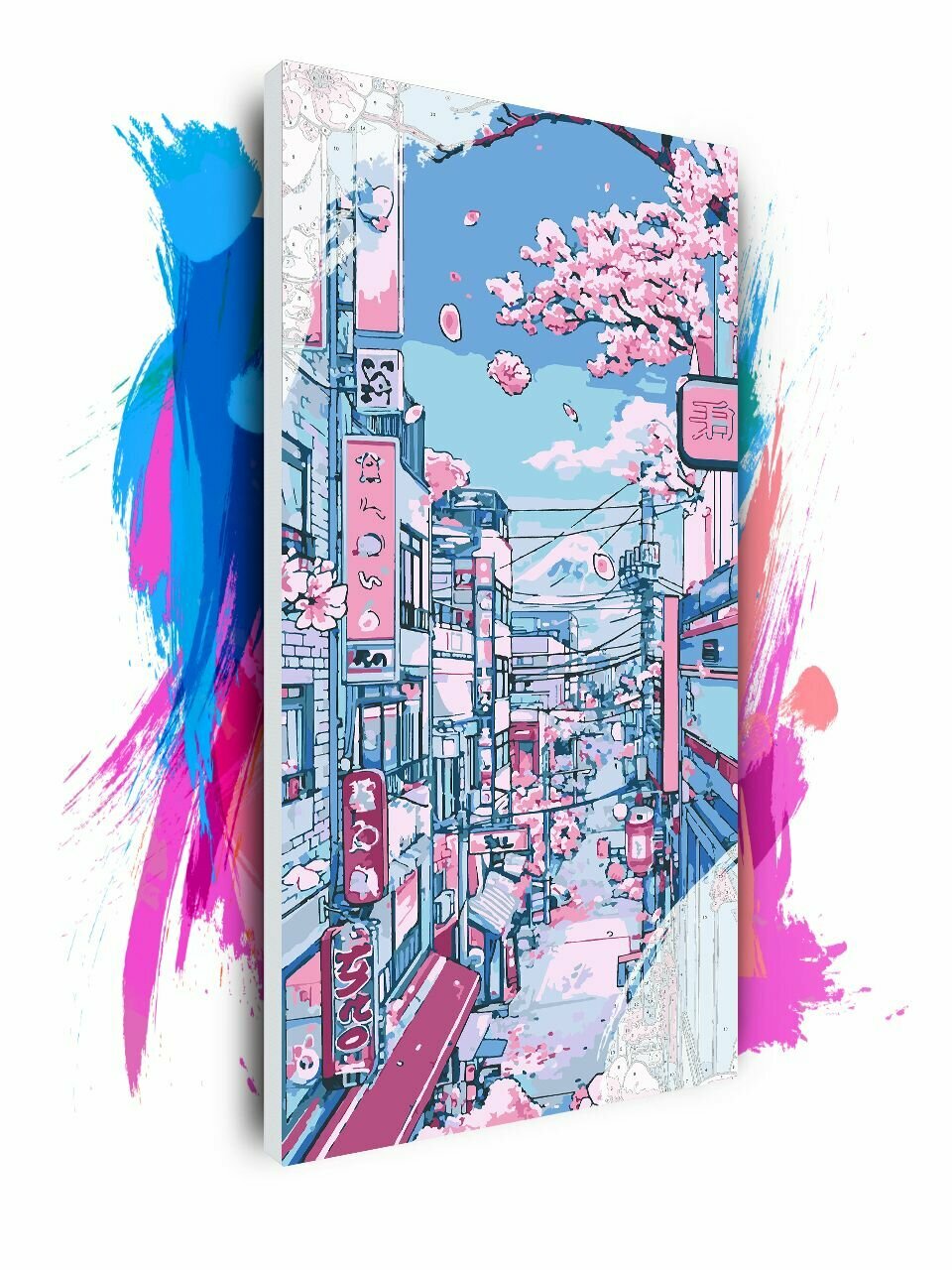 Картина по номерам на холсте Blue Pink Tokyo, 30 х 60 см