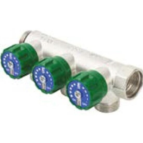 Коллекторная группа Elsen 3/4", 4 контура, размер отвода-3/4" ЕК, вентили под 90°, TIN латунь