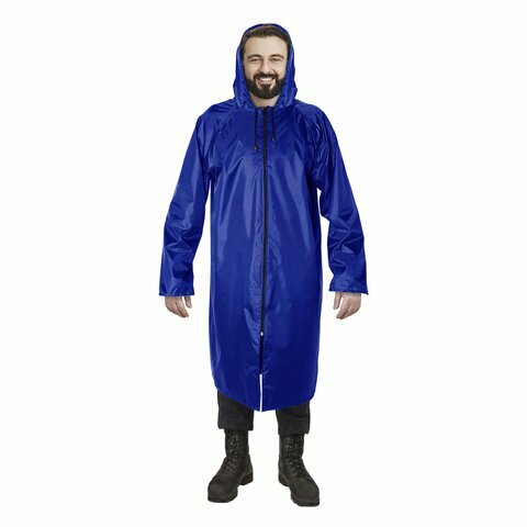 Плащ-дождевик синий на молнии многоразовый с ПВХ-покрытием, размер 60-62 (XXXL), рост 170-176, грандмастер