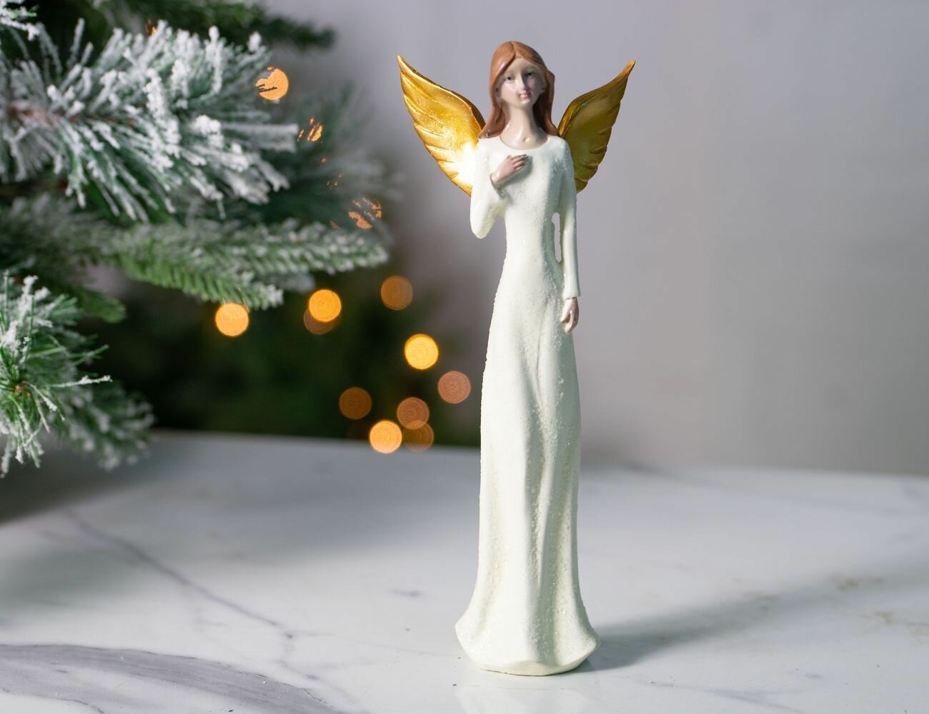 Статуэтка девушка ангел с золотыми крыльями, стоящая, полистоун, в ассортименте, Koopman International ALX620560