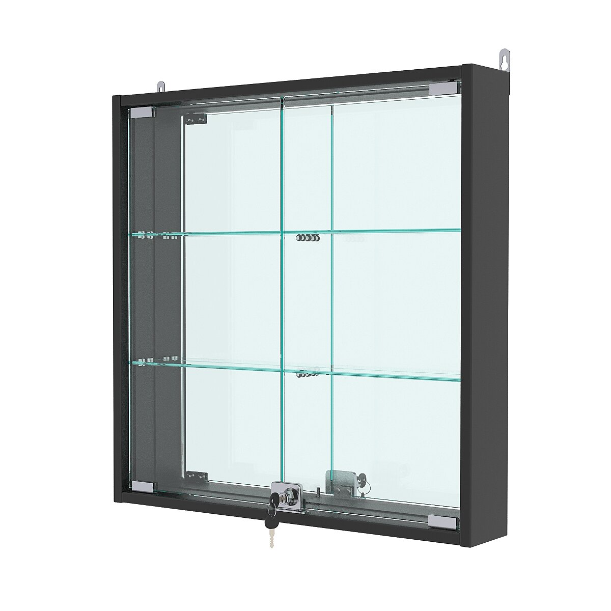 Витрина настенная №1-2АУ с зеркалом, Черный. Производитель товара - компания Westcom.