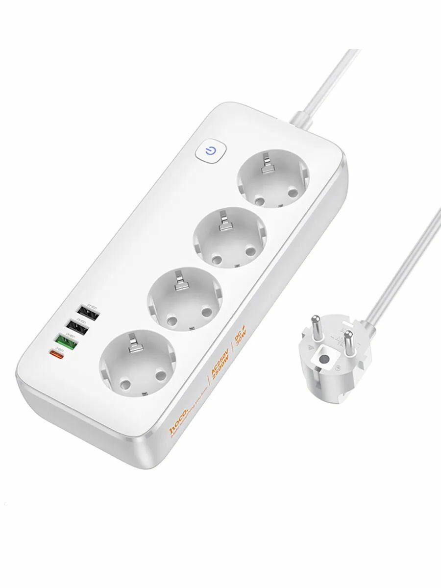 Мульти-функциональный сетевой фильтр с USB, зарядка 30W