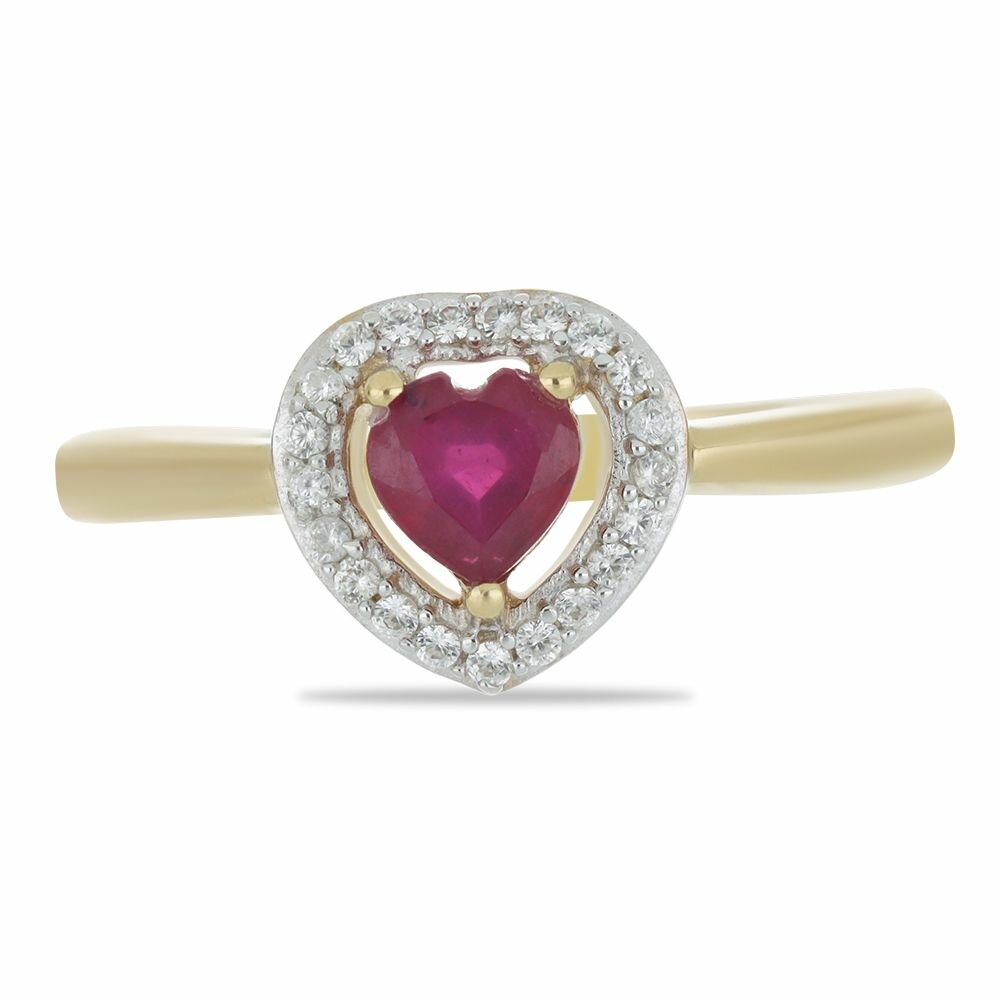 Кольцо тонкое, серебро, 925 проба, циркон, рубин