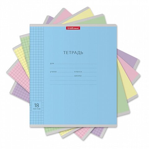 Тетрадь школьная ErichKrause® Классика Visio 18 л. клетка _MIX-PACK 56585,10шт.