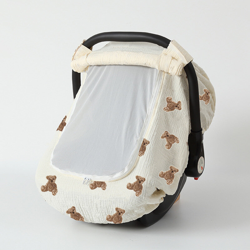 Чехол для детской коляски из хлопкового марлевого материала, защитный чехол для коляски, ветровое стекло, сетка от комаров, универсальный открытый окно