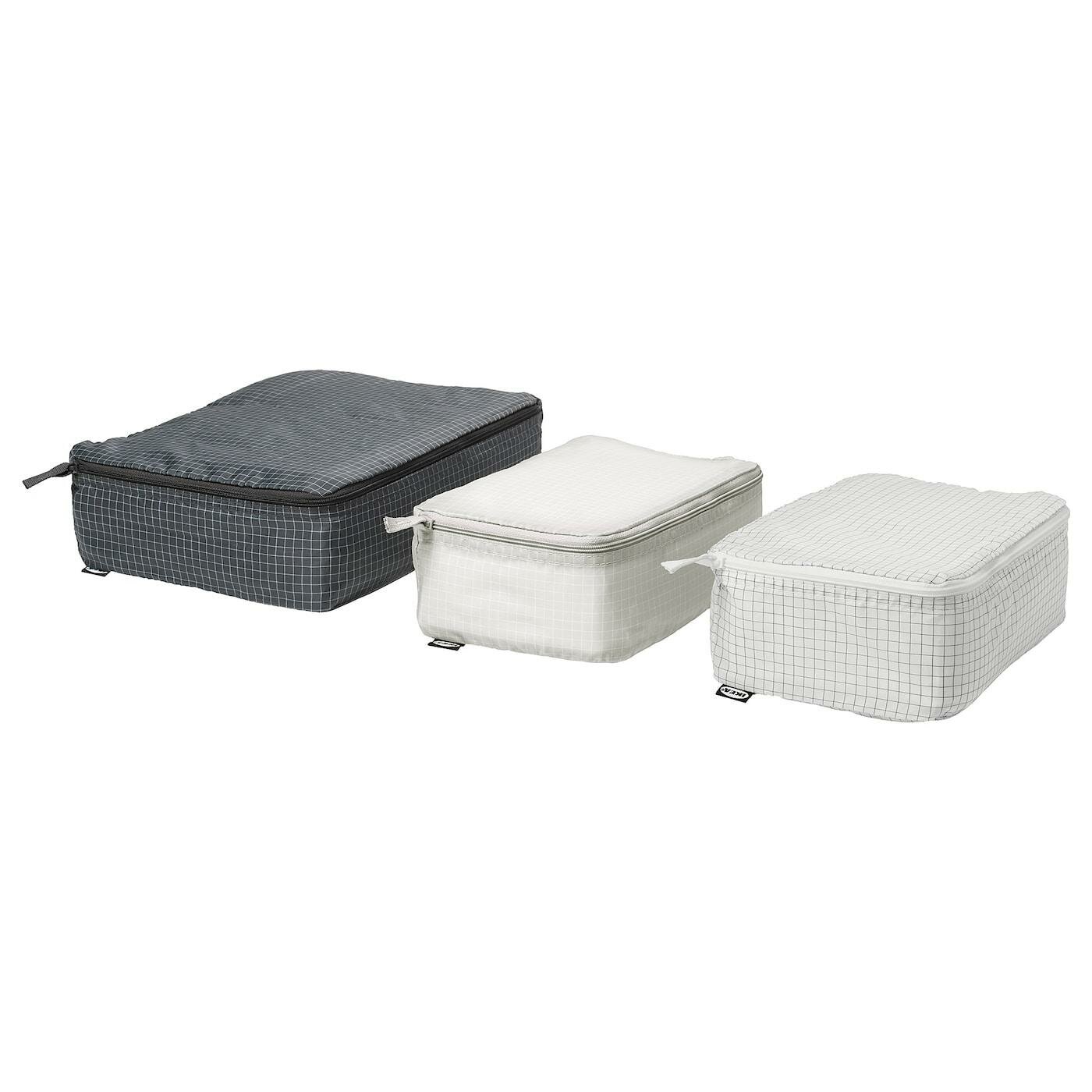 RENSARE IKEA 304.325.02 Набор сумок для одежды КПЛ. 3 шт. клетчатый/серо-черный